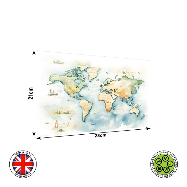 Watercolour Travel Map wrap around edible cake topper decoration ...