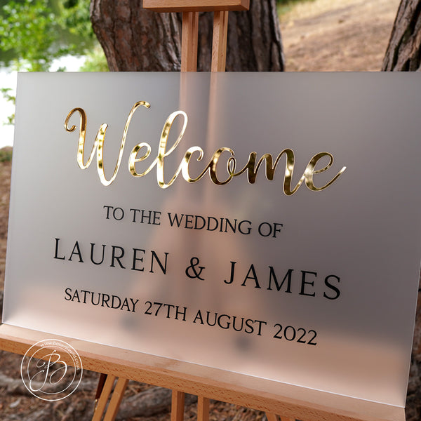 Frosted Luxury Wedding Welcome Sign – Bakers World